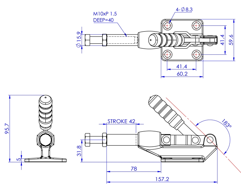 Stainless Steel Push Pull Toggle Clamp Flat Base - GH-304-EMSS ...